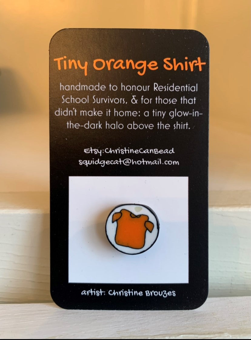 Tiny Orange Shirt Ceramic pin - Indigenous handmade – Colouring It Forward